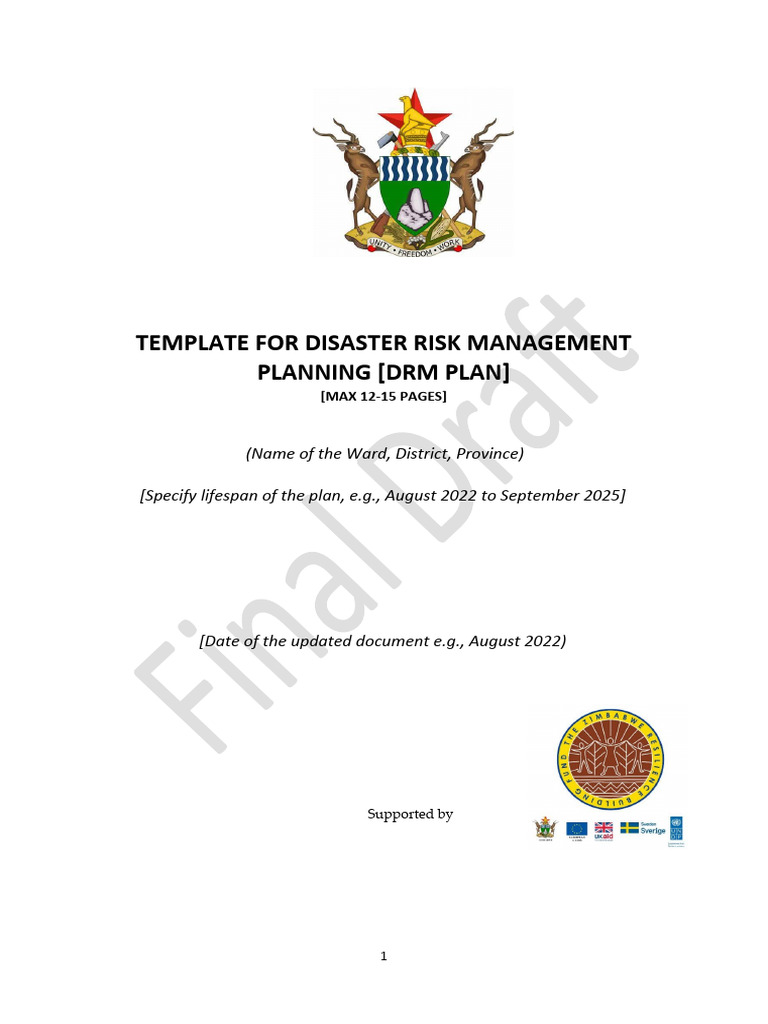 Disaster Risk Management Plan Template | PDF | Emergency Management ...