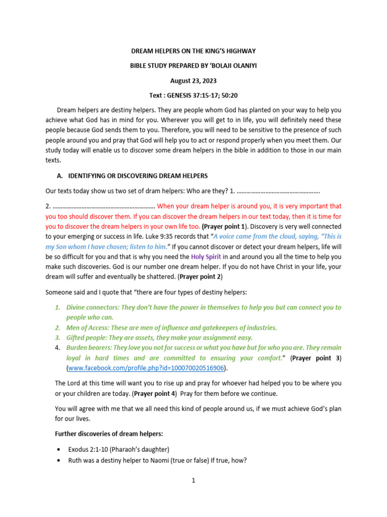 Discovering Biblical Dream Helpers | PDF | Prayer | God