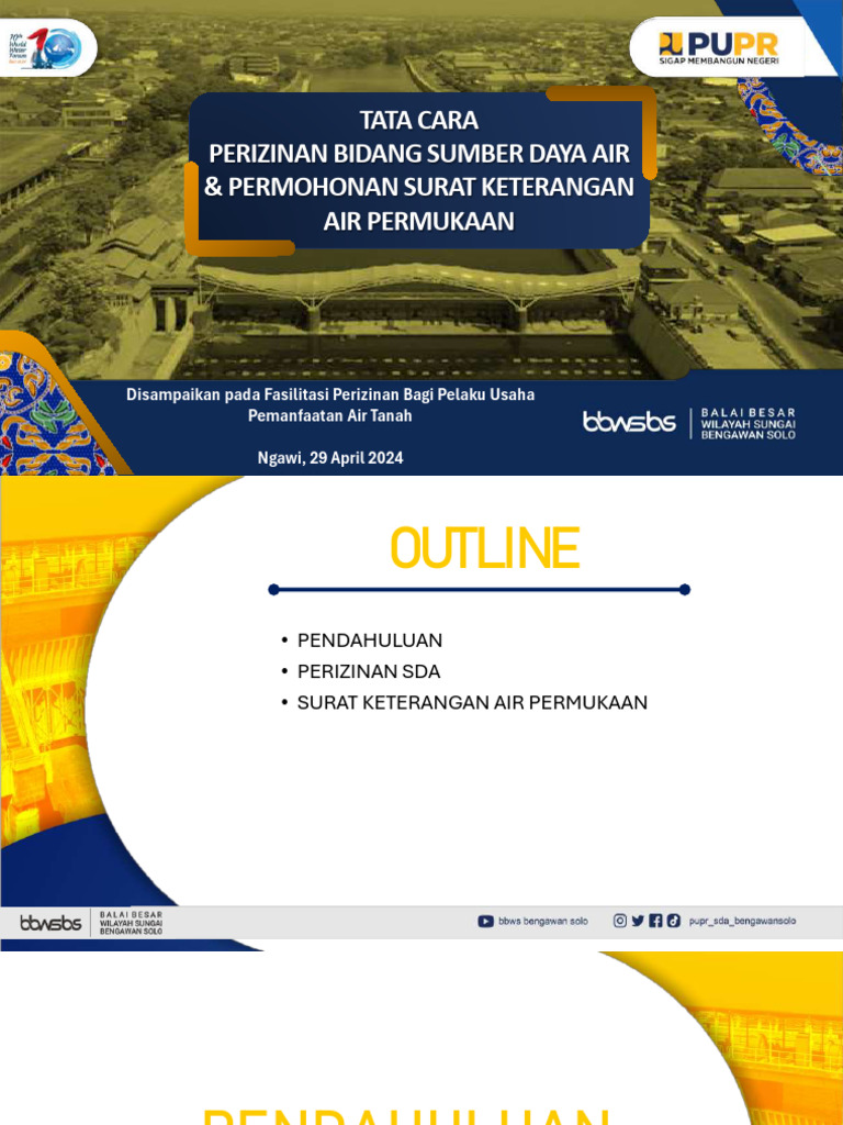 Tata Cara Perizinan SDA Dan Permohonan Suket Air Permukaan - Ngawi 29 April 2024 - R | PDF