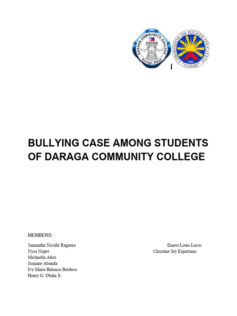 Bullying Case Among Students of Daraga Community College 1 | PDF ...