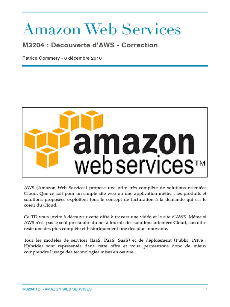 Correction TD - Cloud - Etude de Cas - Aws | PDF | Amazon Web Services | Cloud computing
