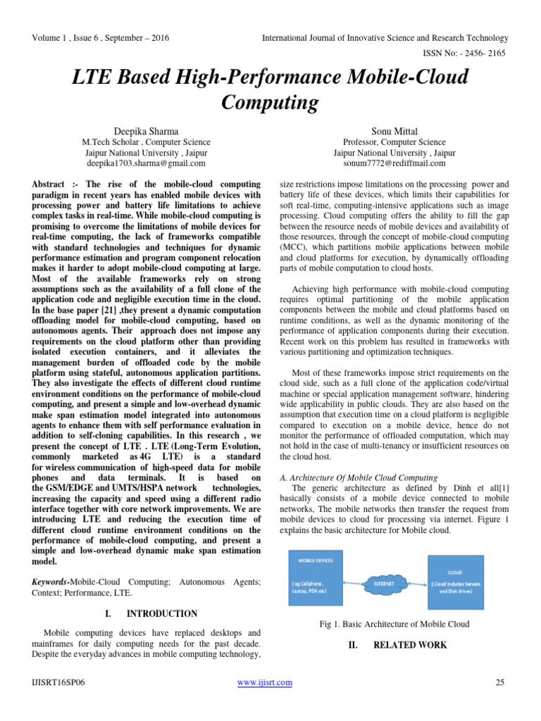 LTE Based High Performance Mobile Cloud Computing | PDF | Lte (Telecommunication) | Computing