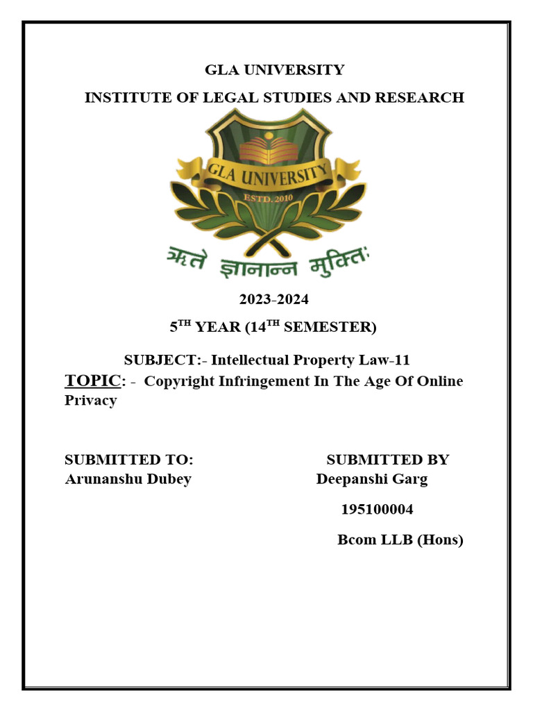 IPl Project by Deepanshi Garg | PDF | Copyright Infringement | Copyright