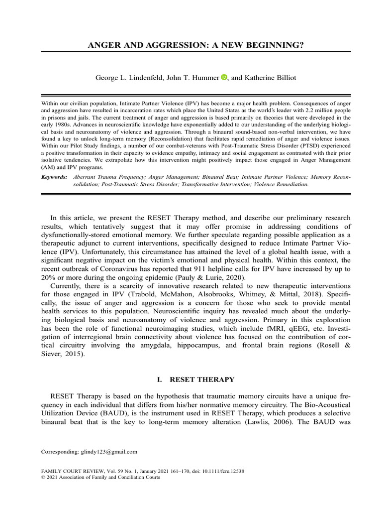 Anger And Aggression A New Beginning Pdf Complex Post Traumatic