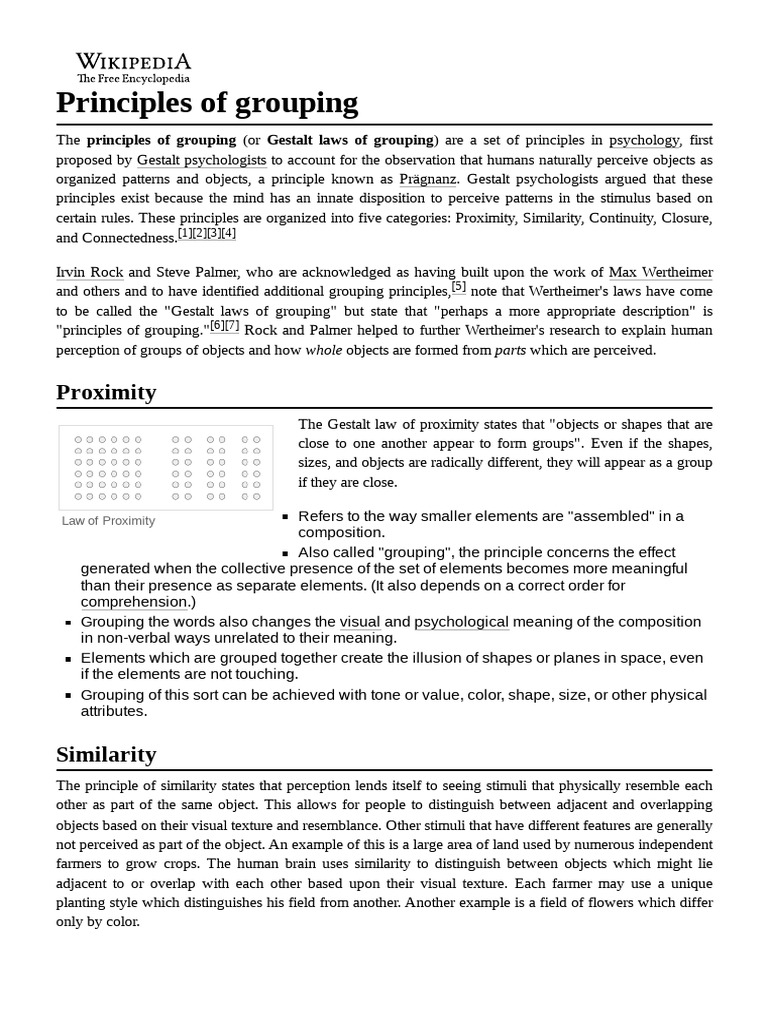 Principles of Grouping | PDF | Cognitive Science | Behavioural Sciences