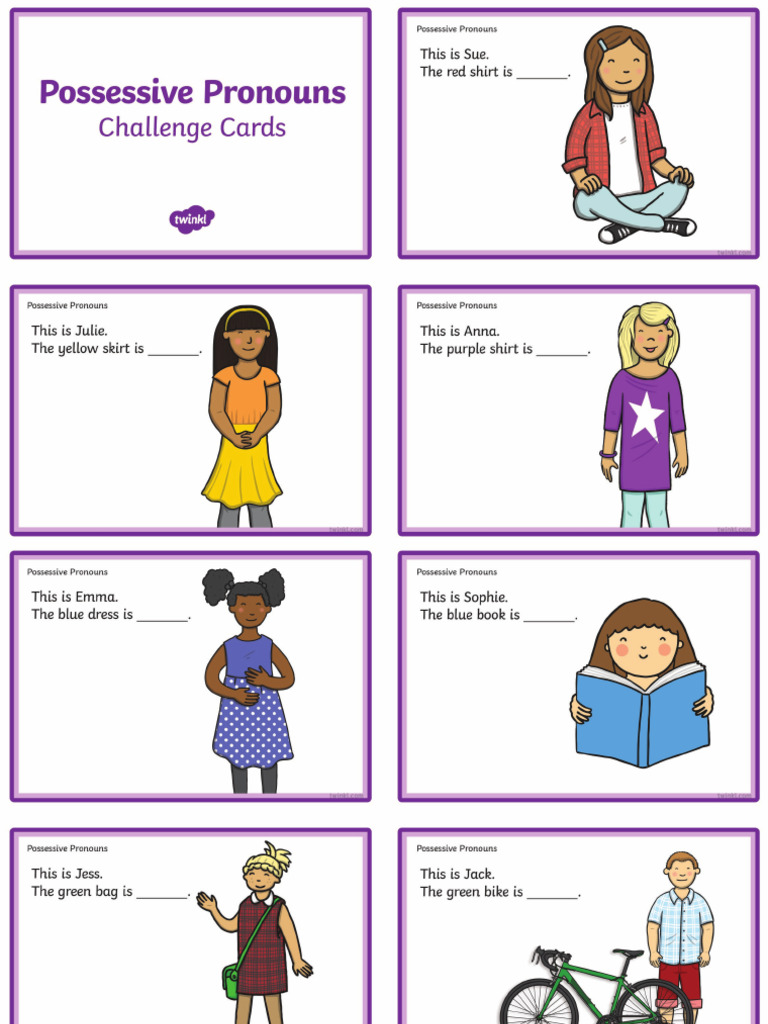 T S 758 Possessive Pronouns His and Hers Fill in The Sentence Cards Ver ...