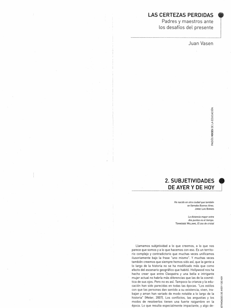 VASEN, Juan (2008) Las Certezas Perdidas. | PDF VASEN, Juan (2008) Las Certezas Perdidas. | PDF