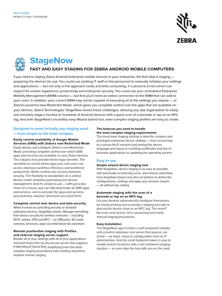 STAGENOW Specification Sheet 0615 | PDF | Android (Operating System ...
