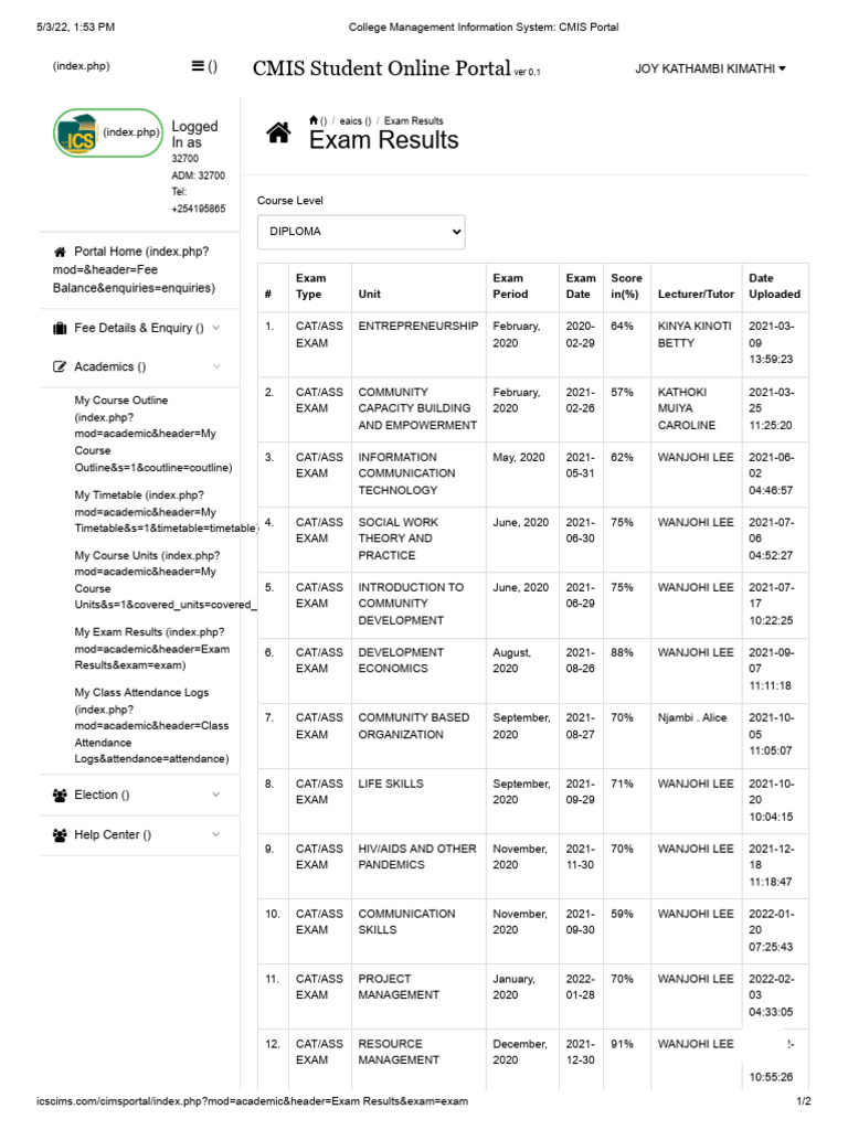 College Management Information System - CMIS Portal | PDF | Educational Stages
