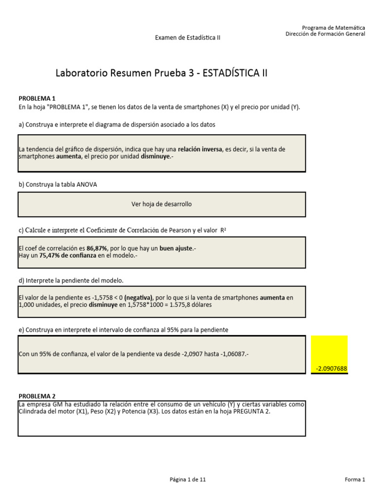 Laboratorio Resumen Prueba 3 Solución | PDF | Coeficiente de ...