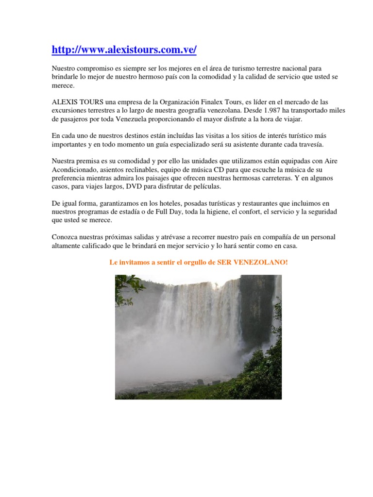 Excursiones Full Day en Venezuela | PDF | Turismo | Hotel