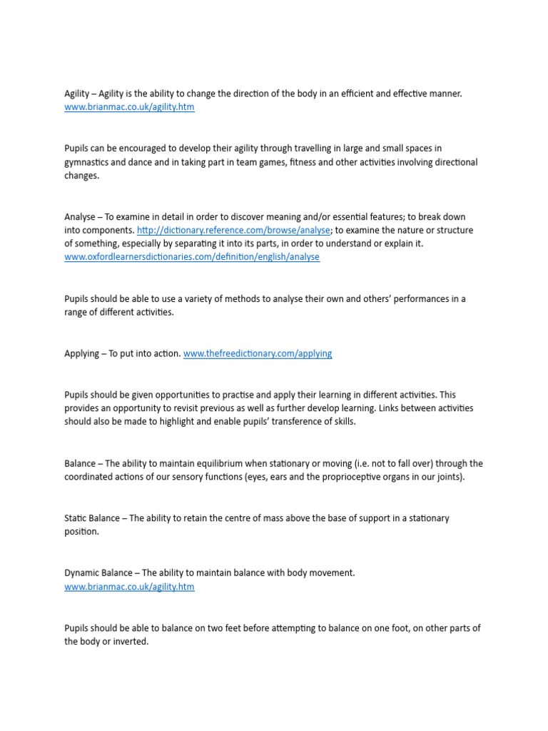 P.E Glossary | PDF | Physical Fitness | Perception