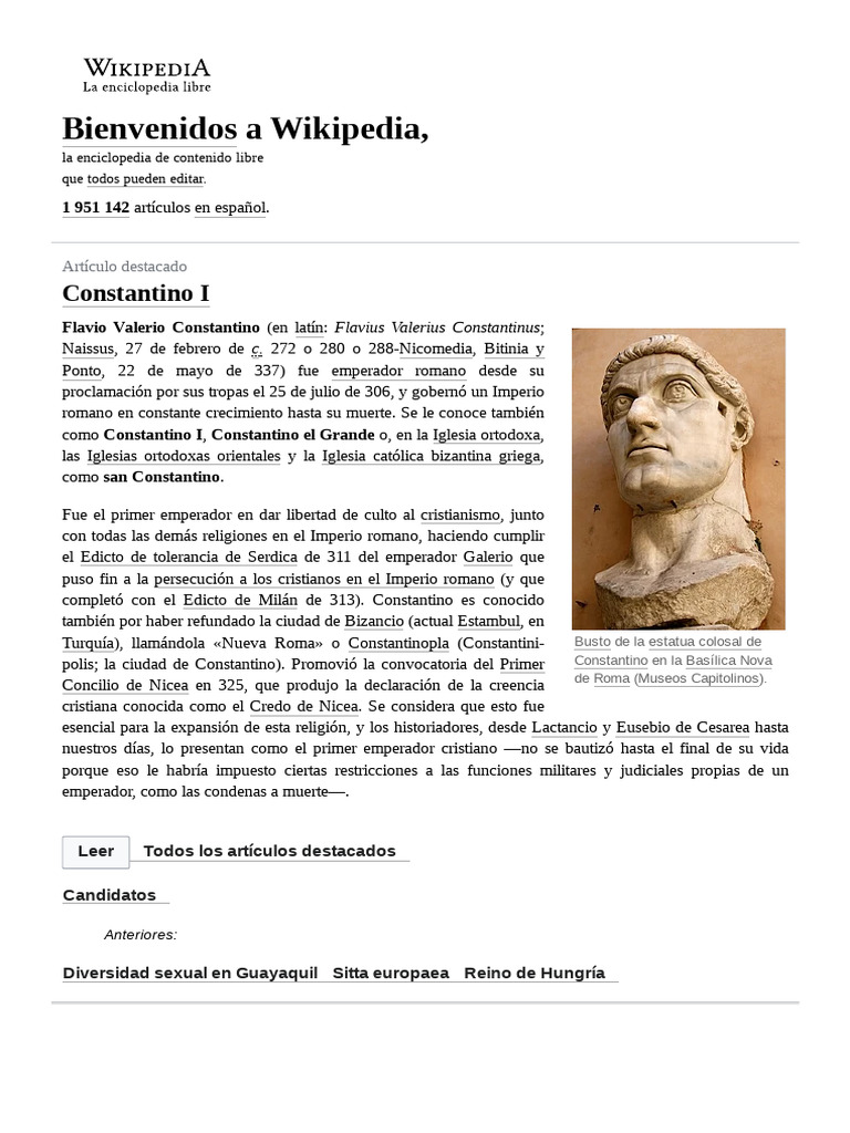 Wikipedia Portada | PDF | Constantino el grande