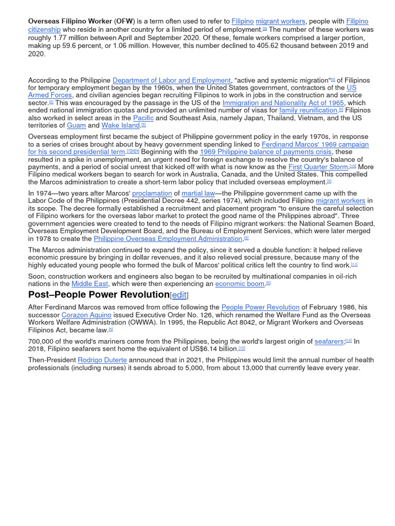 OFW-Note 2 | PDF | Immigration | Philippines