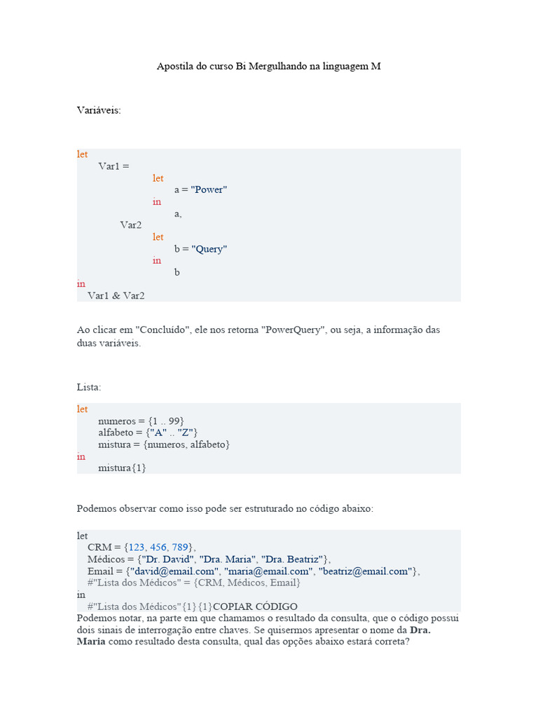 Apostila Do Curso Bi Mergulhando Na Linguagem M | PDF | Parâmetro ...
