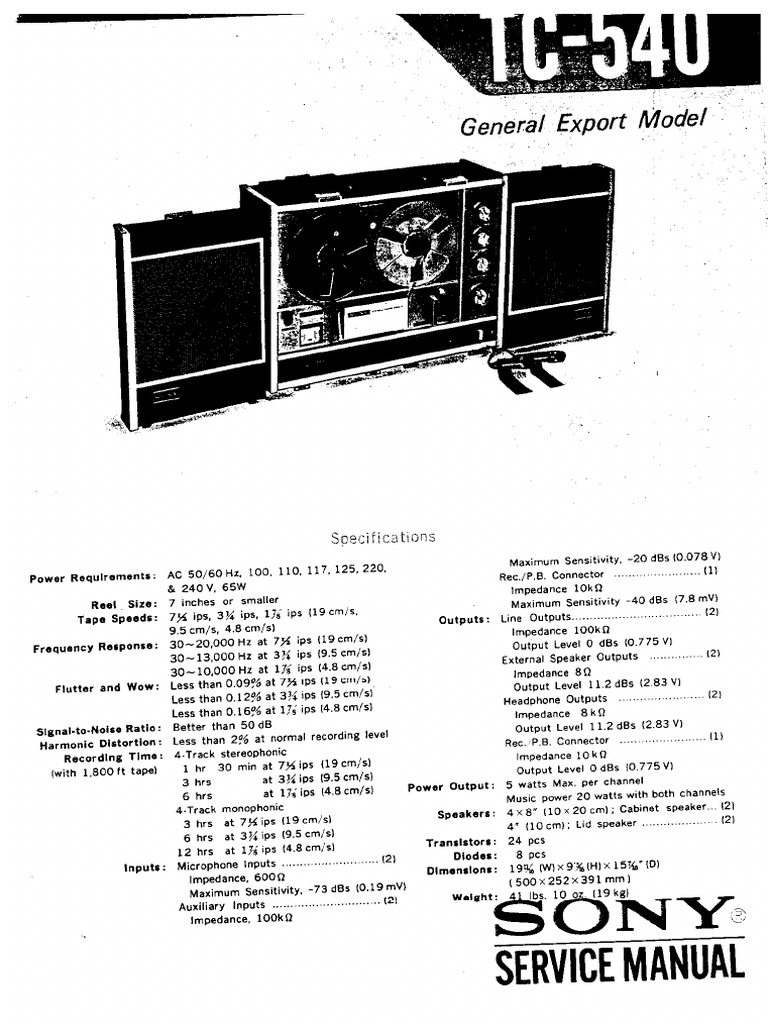 Sony tc-540 | PDF
