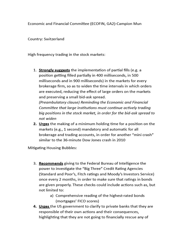 Economic And Financial Committee Pdf Stocks Stock Market