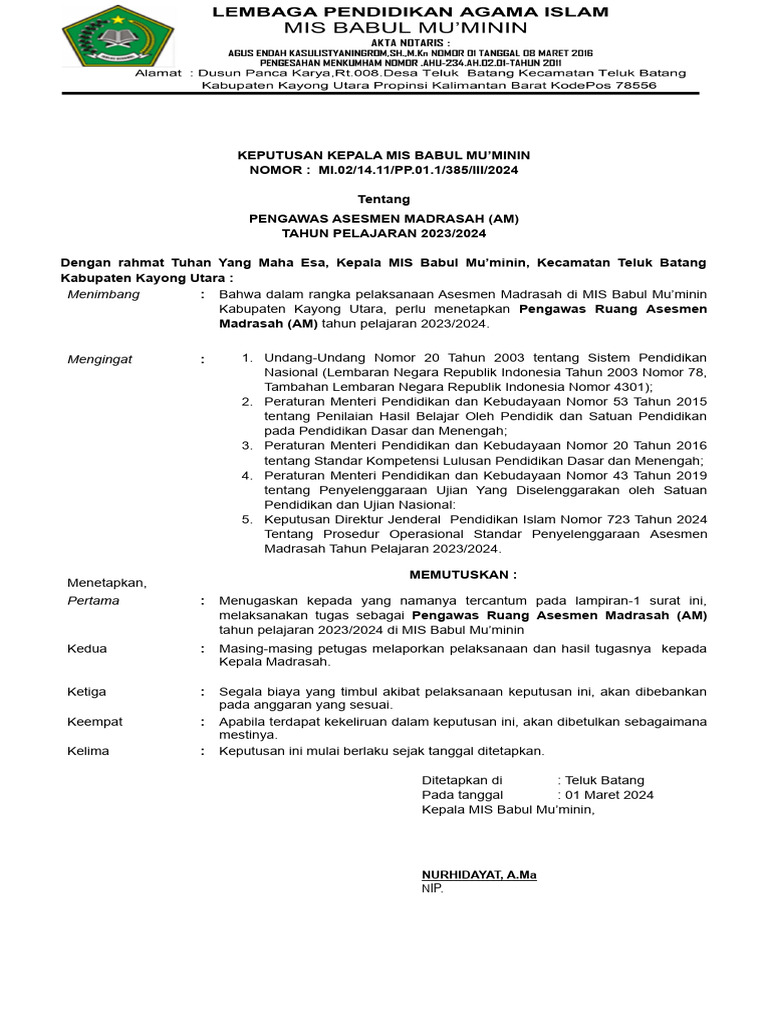 SK Pengawas Am 2024 | PDF