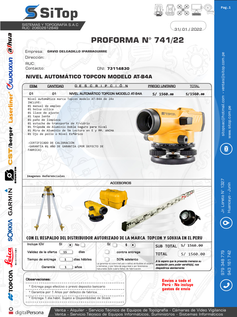 Cotizacion Topcon ATB4A 741-22 | PDF