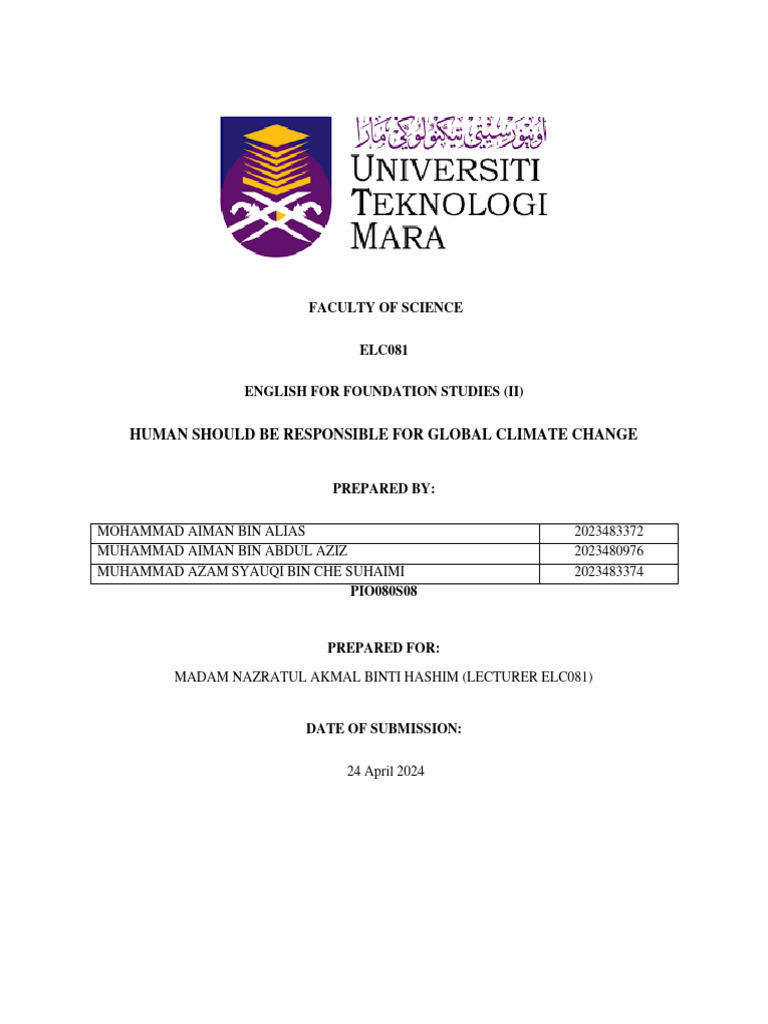 EC Assignment | PDF | Climate Change | Greenhouse Gas