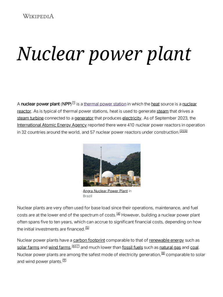 Nuclear Power Plant Overview and History | PDF | Nuclear Power Plant ...