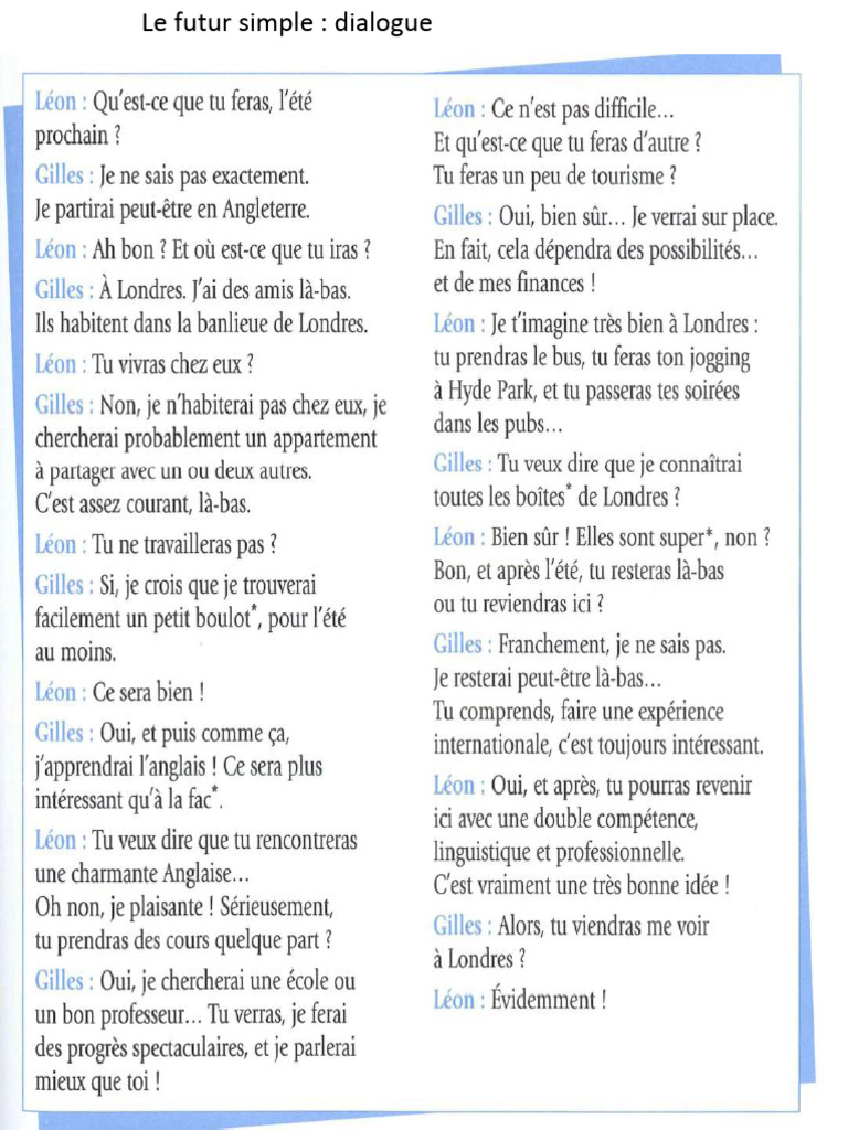 Le Futur Simple - Dialogue | PDF