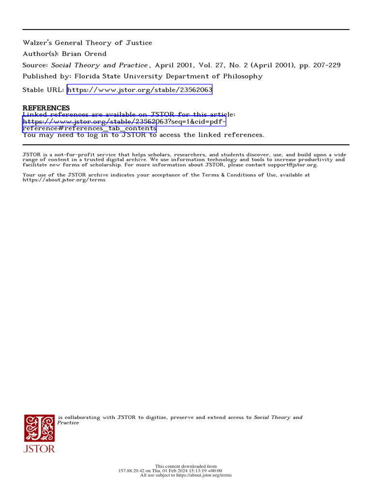 Walzer's General Theory of Justice | PDF | John Rawls | Justice