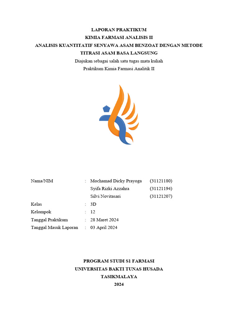 Laprak KFA II Titrasi Langsung Asam Benzoat | PDF