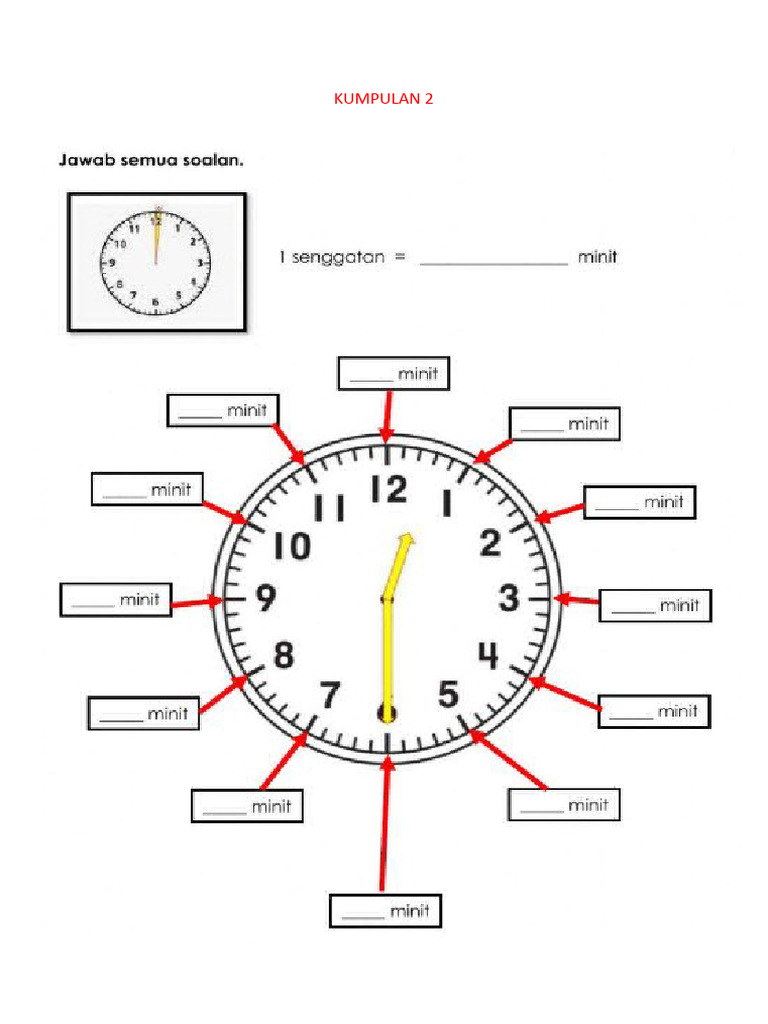 Gunting Dan Tampalkan Nombor Pada Muka Jam Di Bawah | PDF