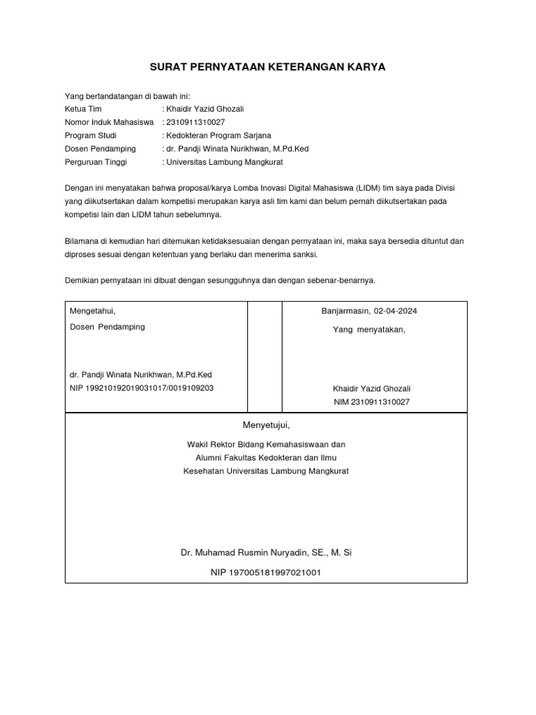 Pernyataan Dan Pengesahan Fix BGT | PDF