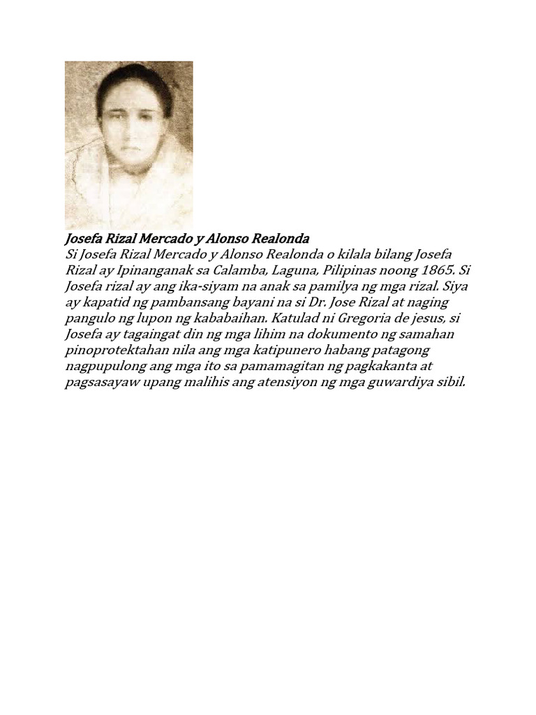 Josefa Rizal Mercado y Alonso Realonda | PDF