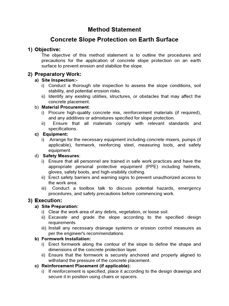 Method Statement | PDF | Concrete
