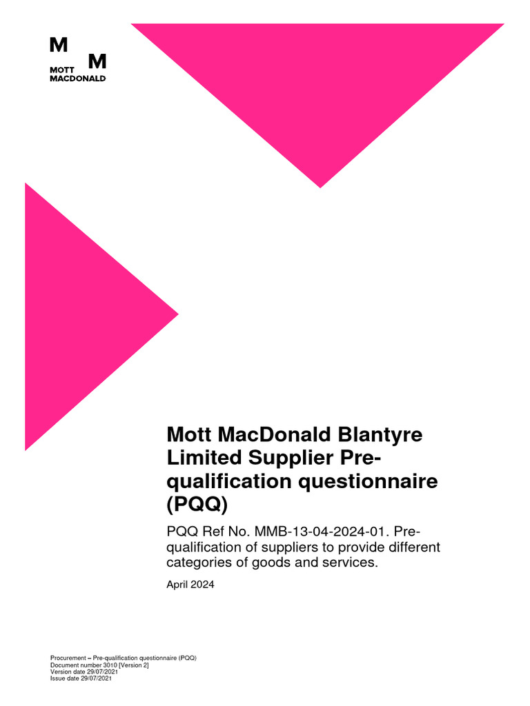 National Numeracy Programme - Pre-Qualification Questionnaire (PQQ ...