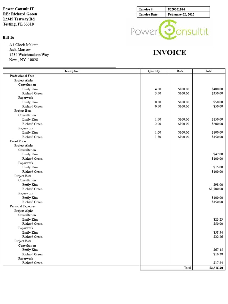 Invoice: A1 Clock Makers Jack Marrow 1234 Watchmakers Way New, NY 10028 | PDF | Software Release ...