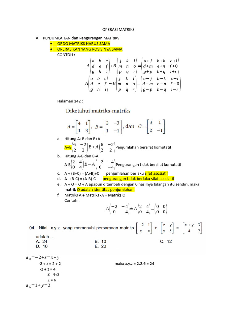 Perkalian Matriks | PDF
