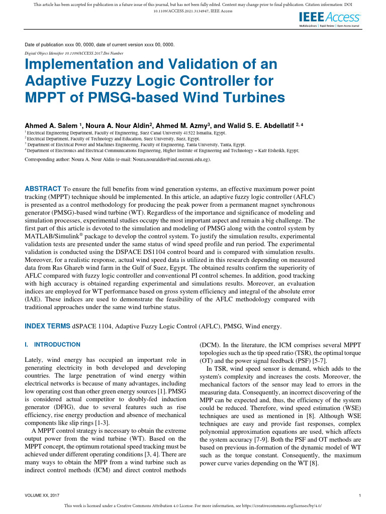Implementation and Validation of An Adaptive Fuzzy | PDF | Electrical Engineering | Electricity