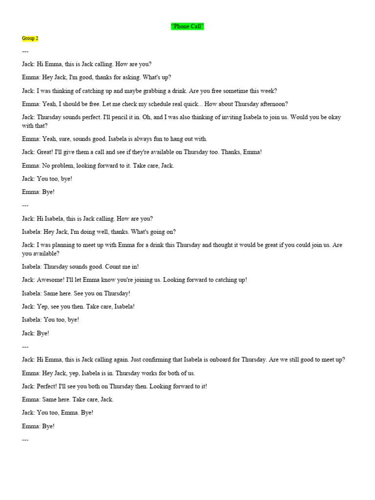 Phone Call Pdf