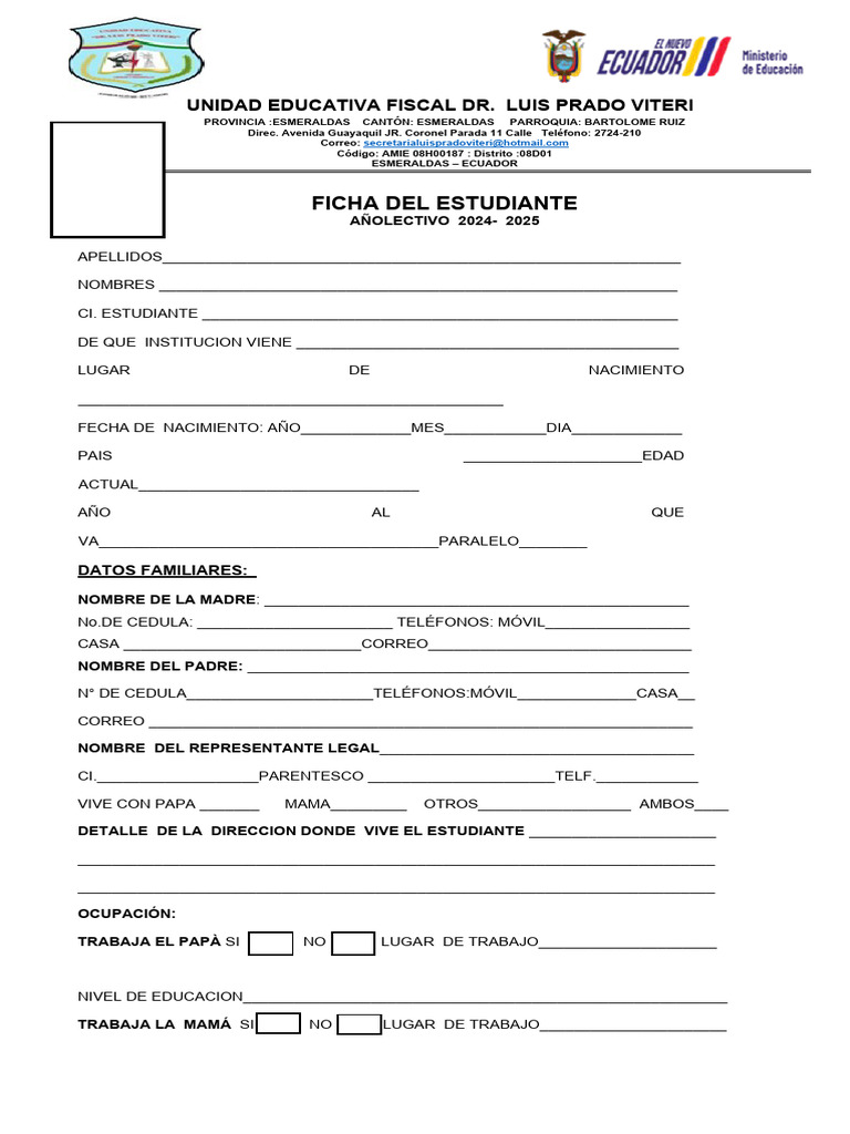 Ficha de Matriculas 2024 - 2025 | Descargar gratis PDF | Aprendizaje