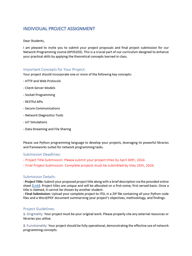 Individual Project Assignment | PDF