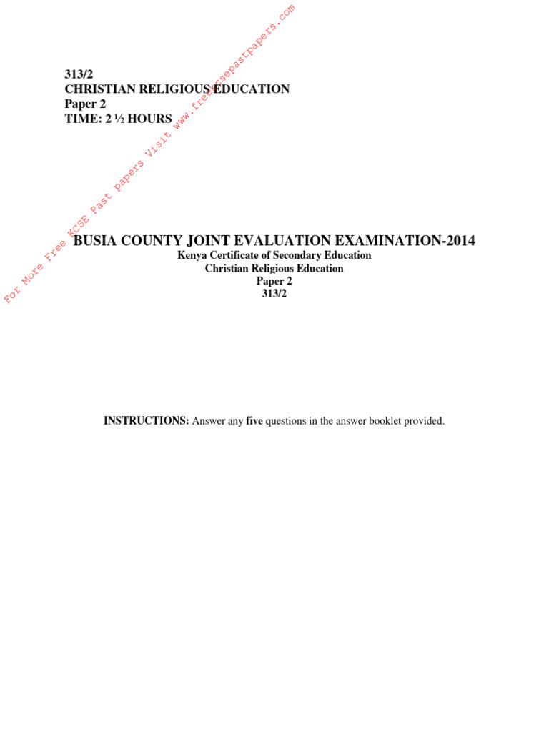 2014 KCSE Busia CRE P2 | PDF | Jesus | Canonical Gospels