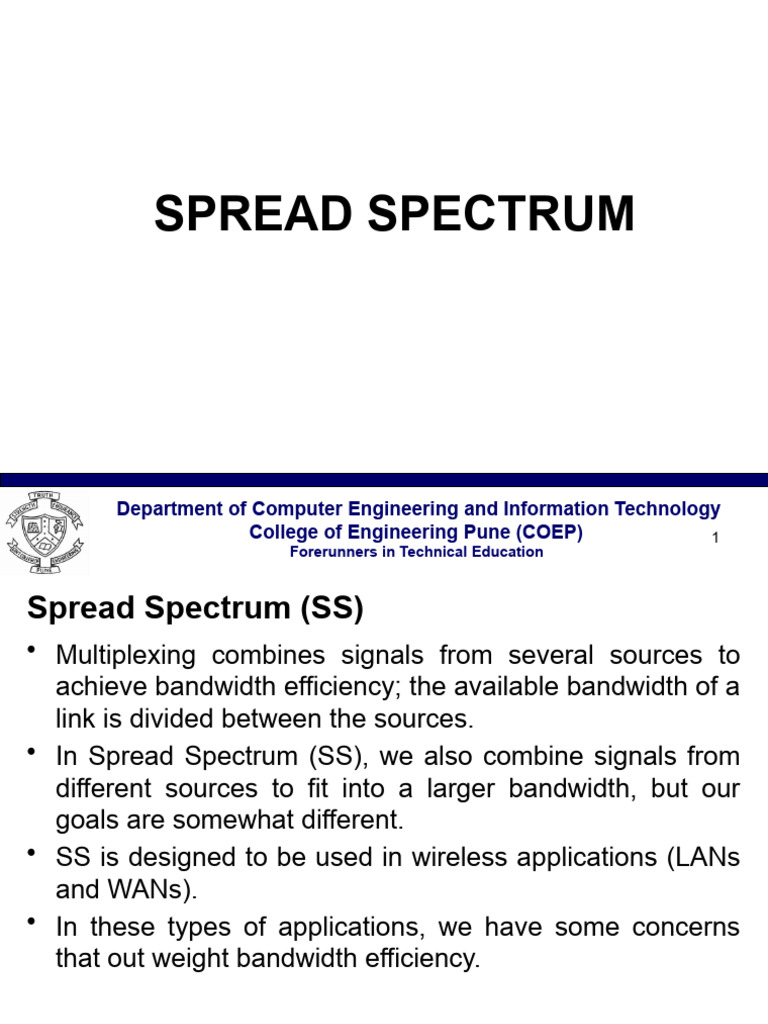 2. COEP-Spread Spectrum (1) | PDF | Modulation | Telecommunications Engineering