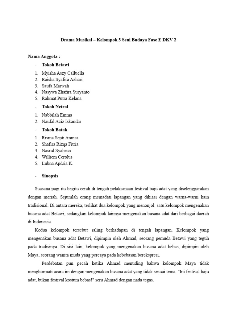 Contoh naskah drama musikal | PDF