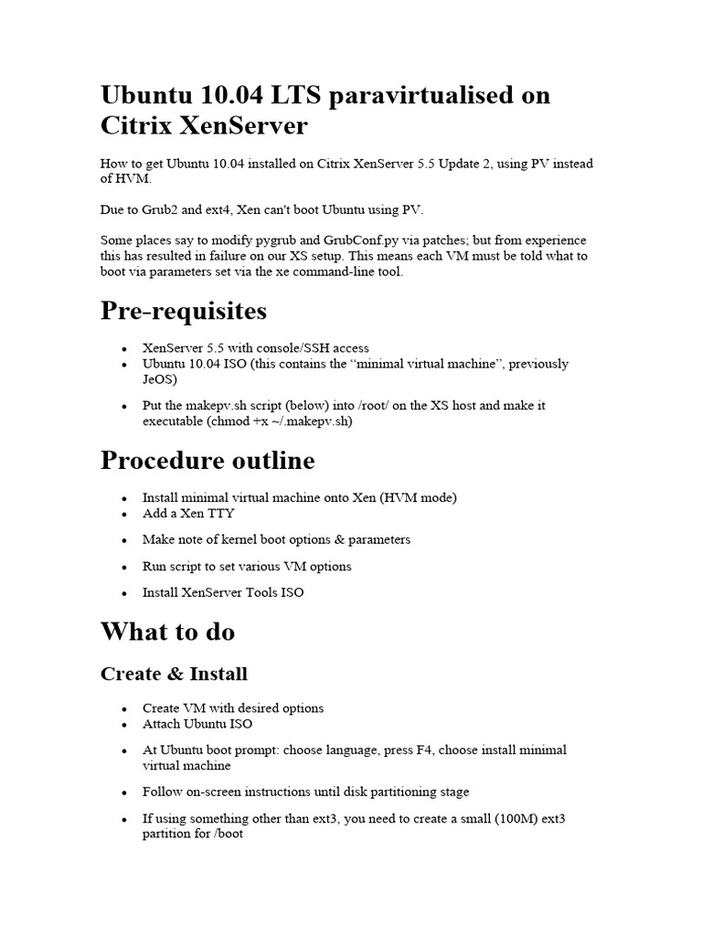 Installing Ubuntu 10.04 on XenServer | PDF | Operating System Families | Computing