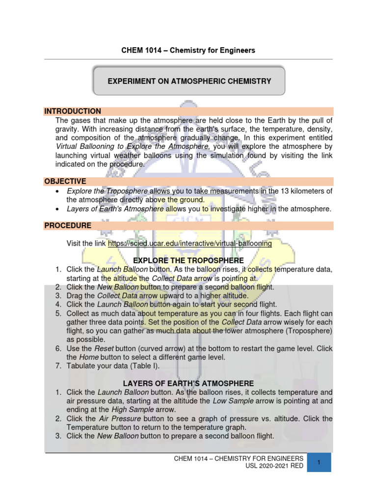Experiment On Atmospheric Chemistry | PDF | Atmosphere Of Earth ...