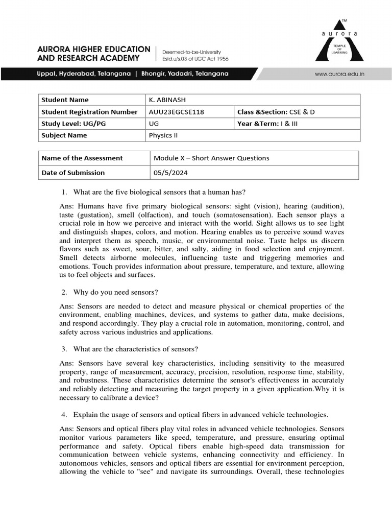 Saq 4 Physics | Download Free PDF | Sensor | Taste
