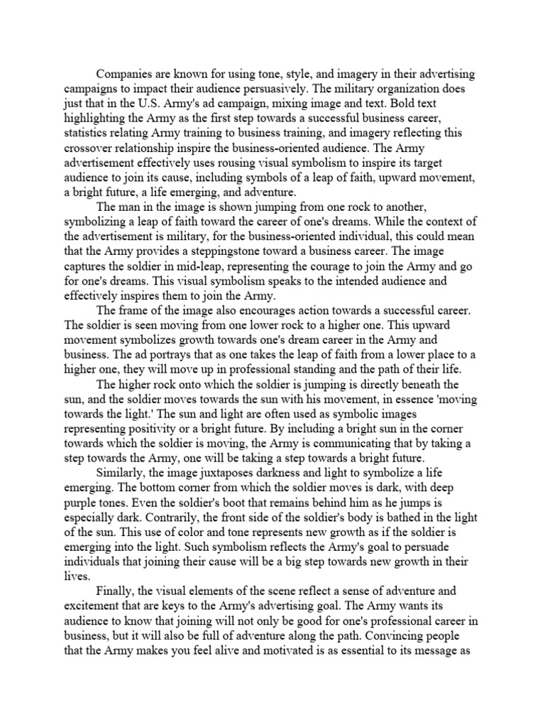 Army Ad: Inspiring Career Growth | PDF | Advertising