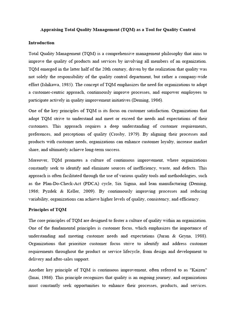 Appraising Total Quality Management | PDF | Quality Management | Quality (Business)