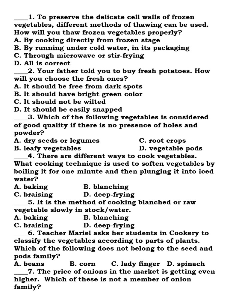 TLE10 Reviewer PT Q2 | PDF | Grilling | Vegetables