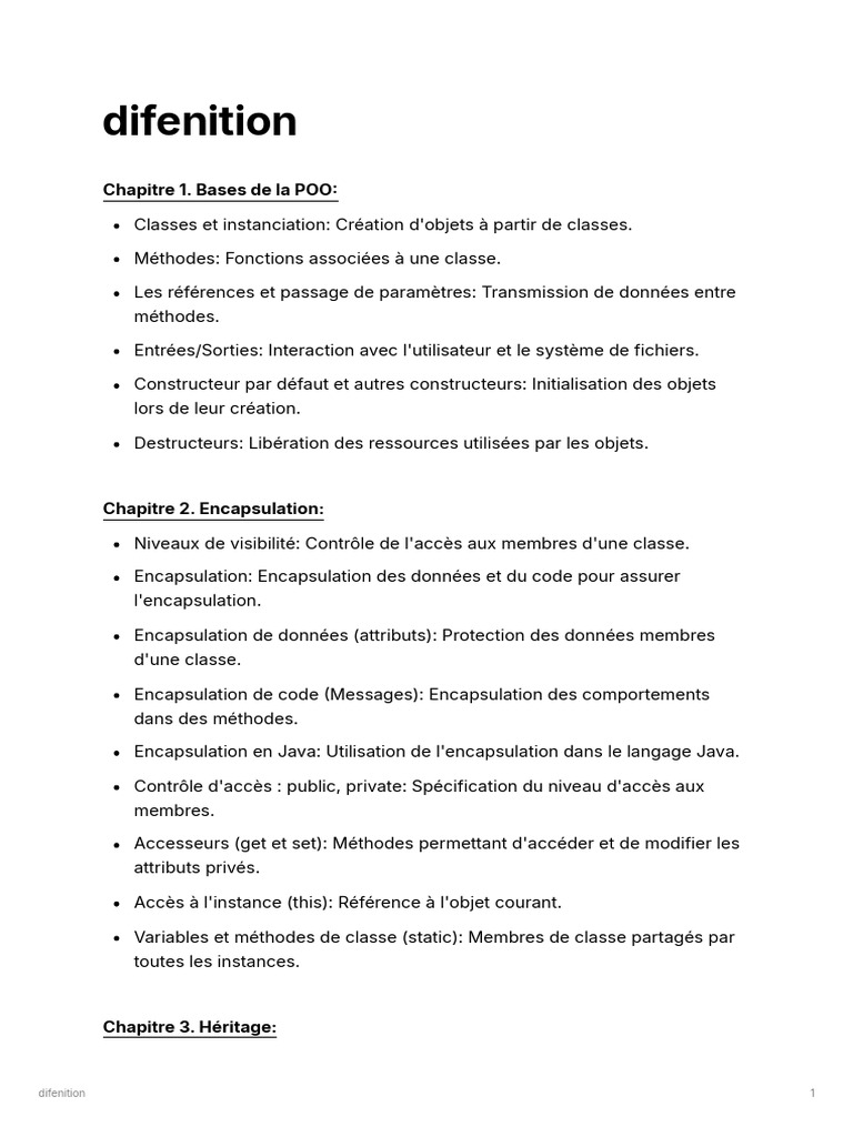 Concepts Clés de la POO en Java | PDF | Classe (informatique) | Java (Langage de programmation)