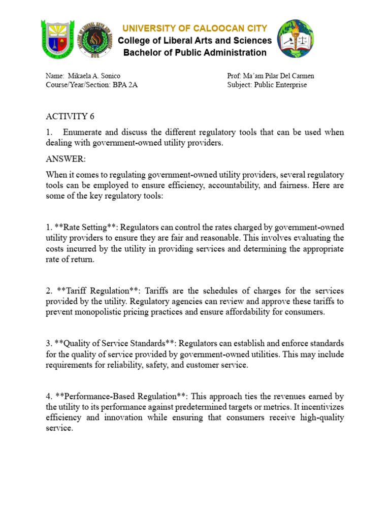 Activity 6 | PDF | Incentive | Regulation